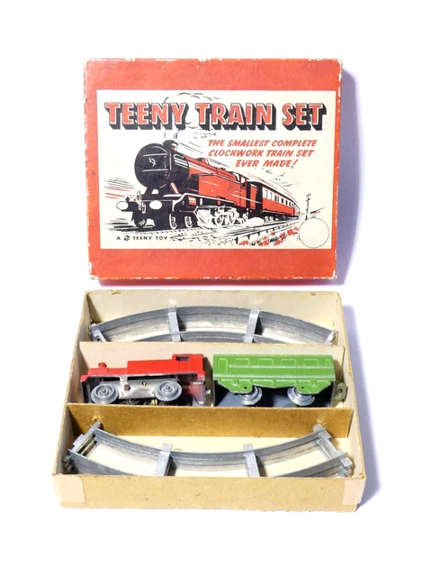 VINTAGE TEENY TOY TRAIN SET Smallest Clockwork Train in Original Box ...
