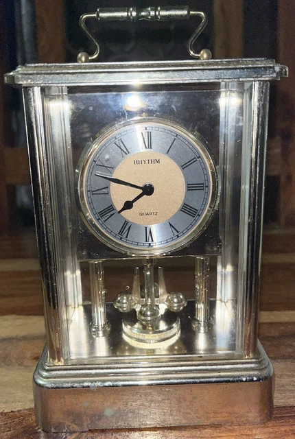 RHYTHM QUARTZ ROTATING Pendulum Mantel Desk Clock Silver £10.00 ...