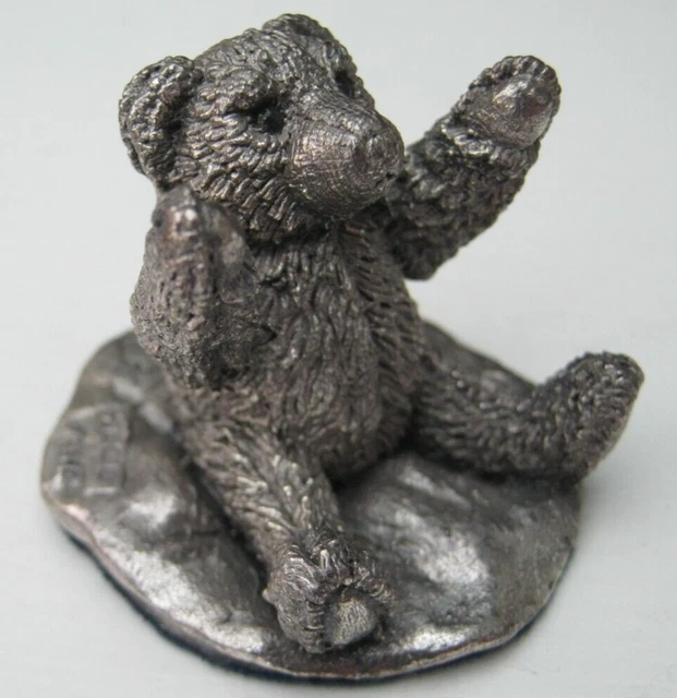 VINTAGE HALLMARKED STERLING Silver Teddy Bear Statue By Country Artists ...