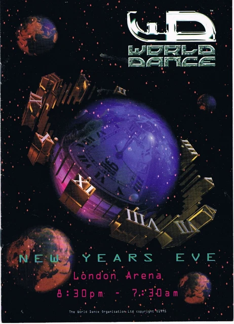 WORLD DANCE RAVE Flyer Flyers 31/12/95 A5 London Arena Tony De Vit ...