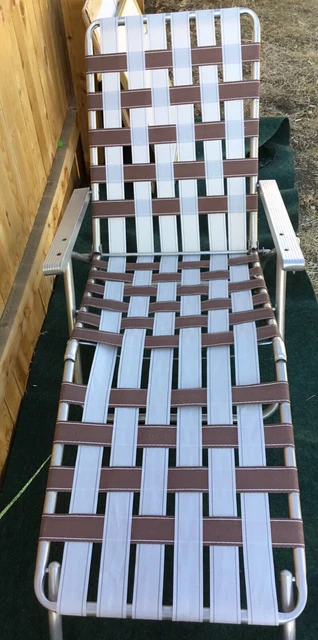 LOCAL PICKUP CO SPRGS Vntg Alum. Folding Chaise Lounge Chair Woven ...