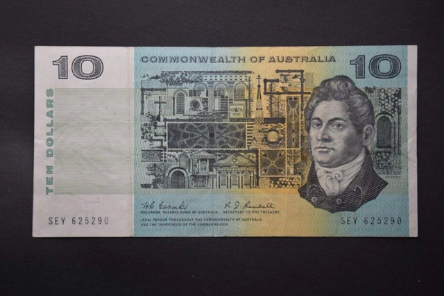 AUSTRALIAN 1967 $10 Coombs Randall Signature Banknote RARE R302. 'SEY ...