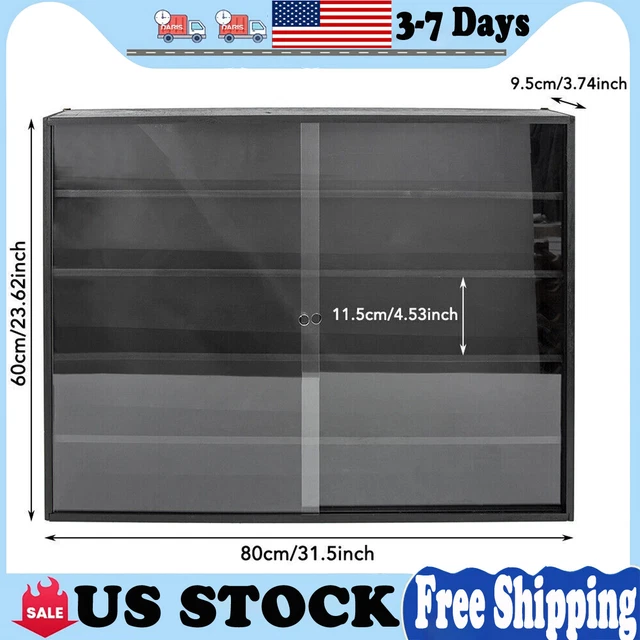 5-TIER WALL DISPLAY Shelves Unit Cabinet w/Adjustable Glass Doors ...