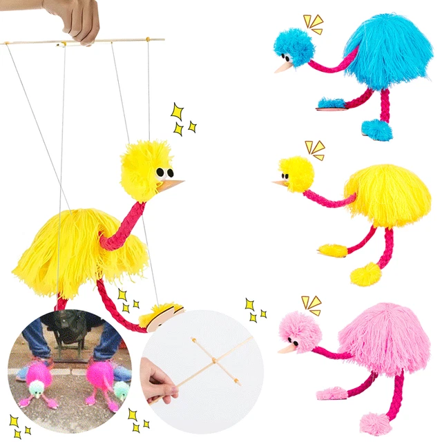OSTRICH-MARIONETTE ANIMAL HAND Puppets Kids Bird String Puppet Hand ...
