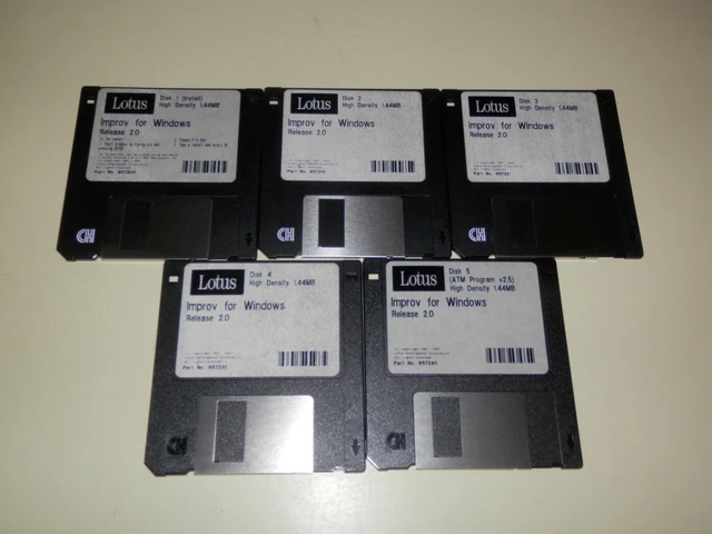 LOTUS IMPROV 2.0 spreadsheet for windows 3.5" Floppy Disk - 5 Diskettes ...