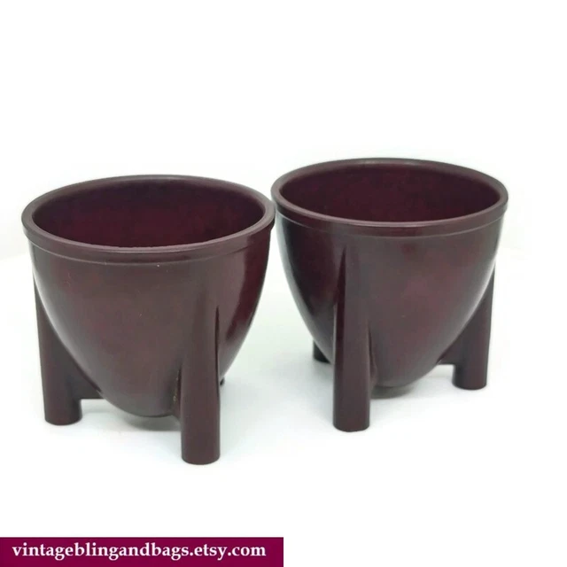 PAIR OF 1930S Vintage Bakelite egg cups, early plastic art deco egg cup ...
