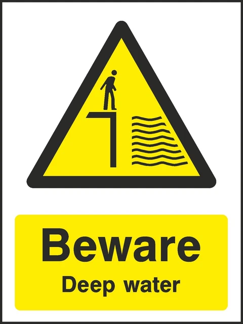 DEEP WATER SIGN Sticker Caution Warning Hazard Alert [V6WATE029] £2.79 ...