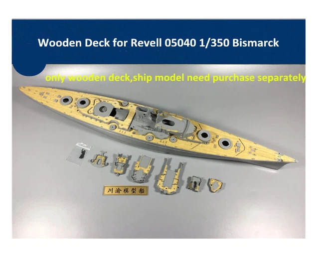 WOODEN DECK UPGRADE for German Battleship Bismarck Ship 1/350 Revell ...