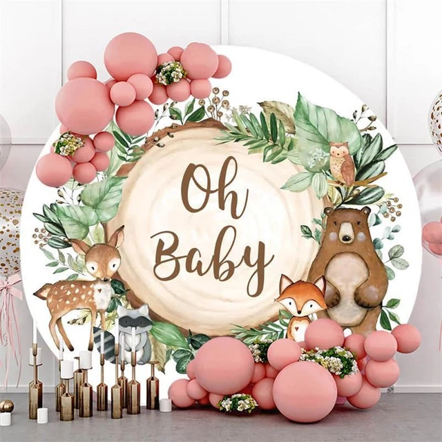 WOODEN ANIMAL ROUND Baby Shower Backdrop For Party $37.94 - PicClick AU