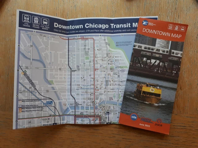CHICAGO RTA: DOWNTOWN System Map for CTA, Metra and Pace buses June ...
