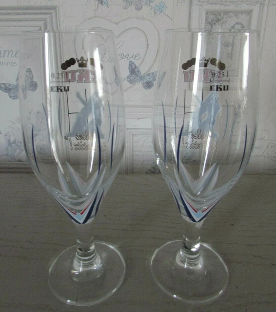 ENSEMBLE DE 2 verres à pied bière Eku 25 cl Allez les Petits ! Hauteur 19 cm EUR 15,00 - PicClick FR