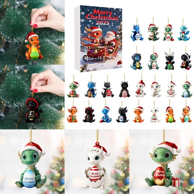 CHRISTMAS COUNTDOWN ADVENT Calendar With Cute Dragon Baby Ornaments For ...