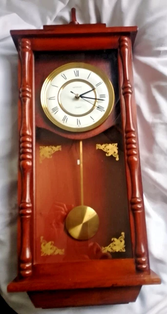 SPECTRUM WOODEN CASED Quartz Wall Clock With Chimes And A Swinging ...