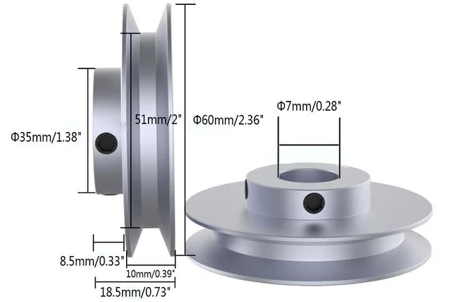 OUTER DIAMETER 60MM Single Groove Pulley 7mm Fixed Bore Pulley for ...
