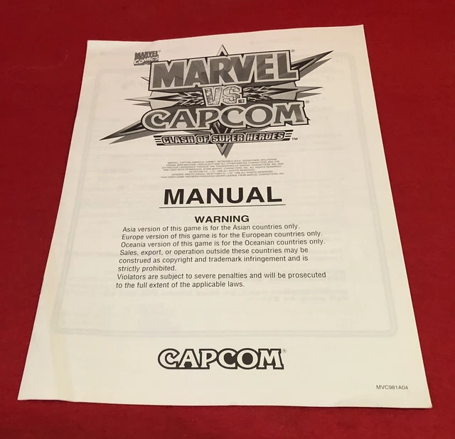 MANUALE PCB MARVEL vs. Capcom Jamma, Clash Of Super Heroes EUR 23,23 ...