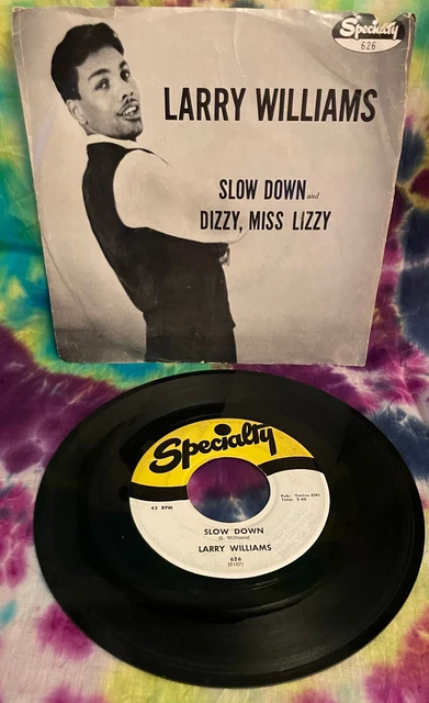 LARRY WILLIAMS SLOW Down/Dizzy, Miss Lizzy - Rare manche photo + 45 ...