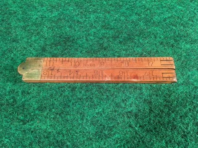 VINTAGE STANLEY RULE & Level Co. No 61 Boxwood & Brass Folding 24 ...