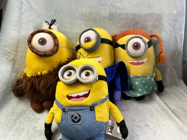 DREAMWORKS DESPICABLE ME Minions soft toy plush bundle of 4 caveman ...