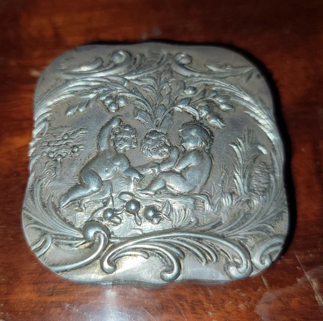 BOITE À PILLULE en argent 800 Cherubin German Pillbox 800 sterling EUR ...