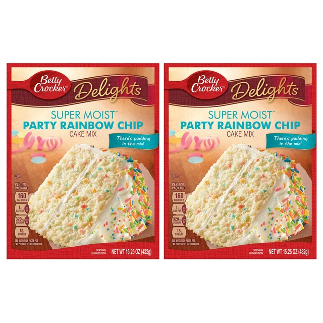 BETTY CROCKER SUPER Moist Party Rainbow Chip Cake Mix 432g (2 Packs)-USA Import £10.99 - PicClick UK