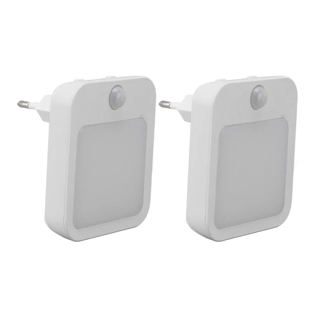 2X PLUG IN Night Light With Motion Sensor Mini Warm White LED ...