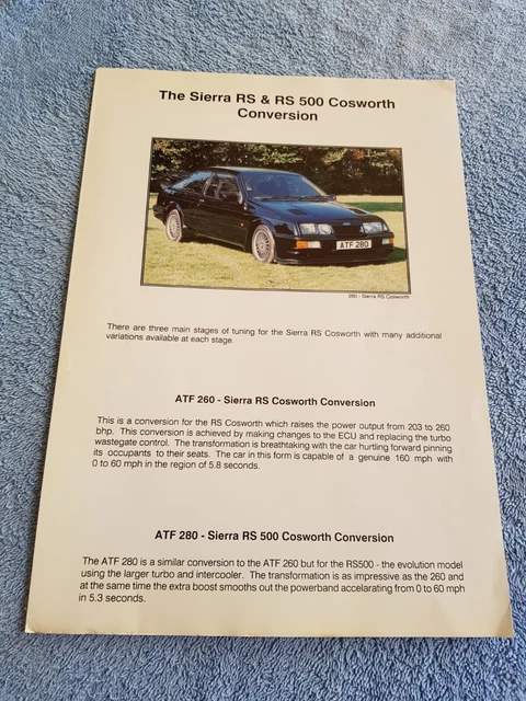 FORD SIERRA RS Cosworth & RS500 Atford Conversion Brochure VGC RS 500 ...