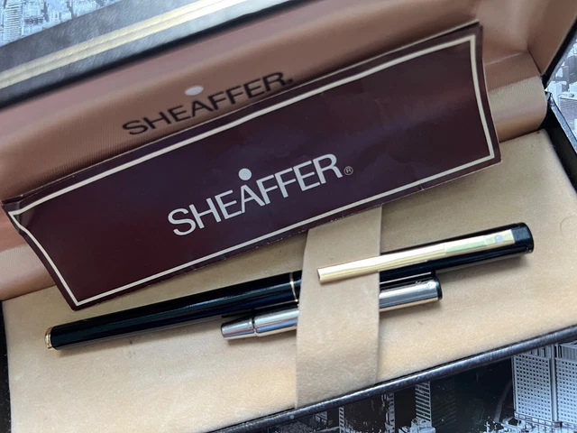 VINTAGE 1980S SHEAFFER TRZ Black Lacquer GFM Trim Slimline Fountain pen ...