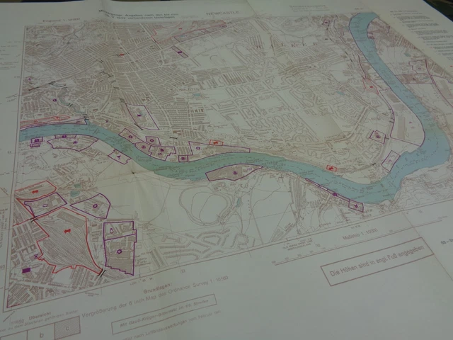 WW2 GERMAN ARMY Target Map "Newcastle" (Shipbuilders, Ship Breakers ...