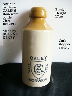 ANTIQUE CALEYS two tone Salt Glazed Stoneware Bottle Circa 1890-1900 £9 ...