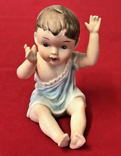 VINTAGE SEATED PIANO Baby Boy Figure Porcelain Bisque 5" (12.5cm) Tall ...