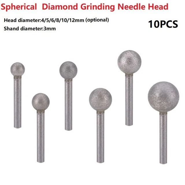 NEEDLE HEAD GRINDING Kit Round Ball Shape Tools 10pcs 4/5/6/8/10/12mm ...