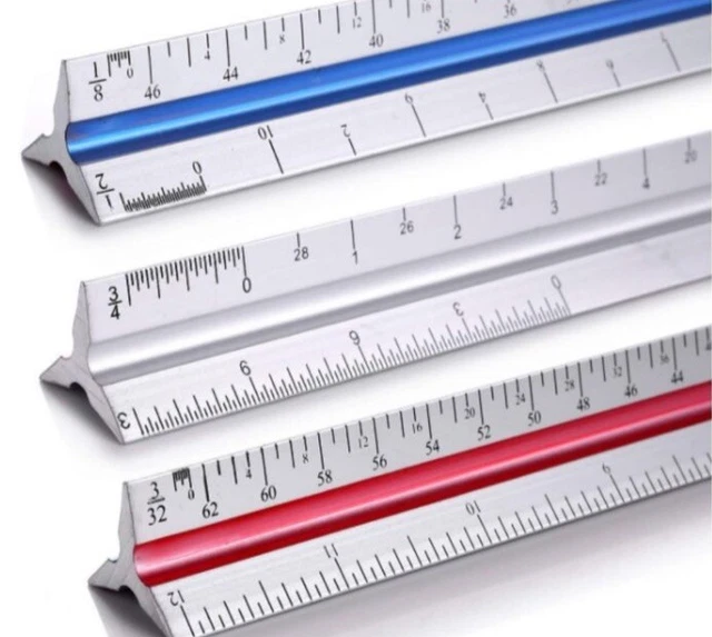 ARCHITECTURAL SCALE 12” Ruler Aluminum Architect Scale Triangular Scale ...