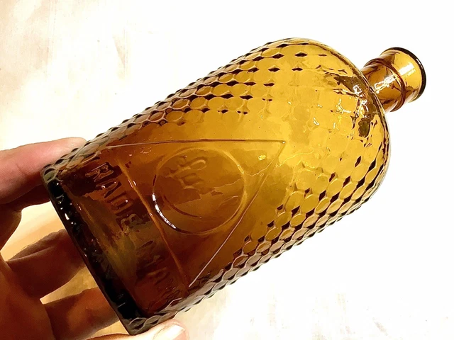 RARE LARGE VINTAGE c1900s LYSOL AMBER COLOUR POISON BOTTLE TRIANGLE ...