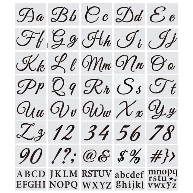 40PCS ALPHABET LETTER Stencil Reusable Plastic Template for DIY Drawing ...