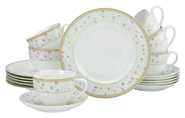 CREATABLE KAFFEESERVICE EMILIA floral 18-tlg Geschirr Set Essen ...