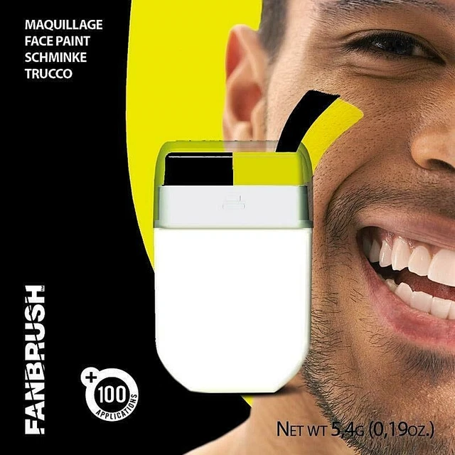 YELLOW BLACK FACE Paint Body Makeup Stick Fanbrush Adults Kids Sports ...