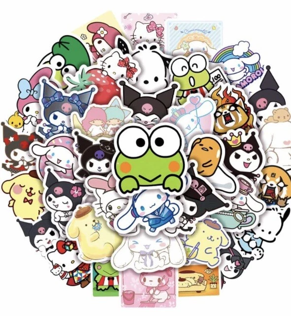 RANDOM KAWAII SANRIO Hello Kitty Keroppi Melody PVC Stationery Sticker 10pc £2.38 - PicClick UK