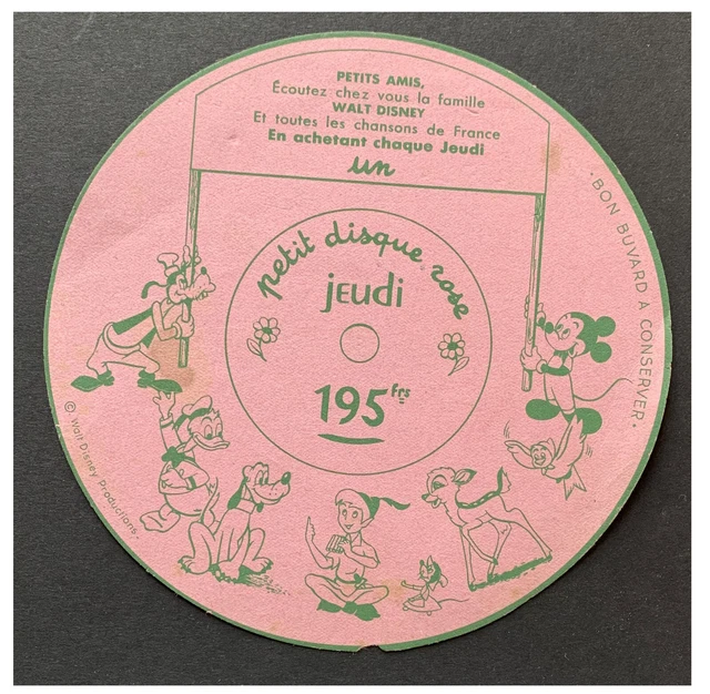 BUVARD PUBLICITAIRE WALT Disney Petit disque rose EUR 4,00 - PicClick FR
