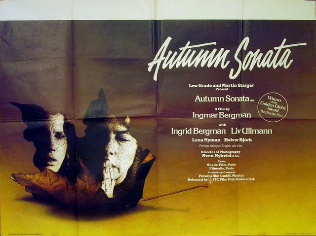 AUTUMN SONATA 1978 Ingmar Bergman, Ingrid Bergman, Liv Ullman UK QUAD ...