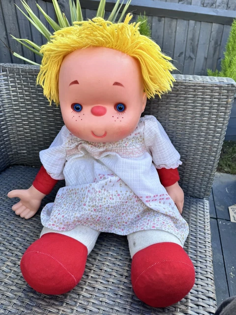 VINTAGE ICE CREAM Doll Rare 1980s Big Doll soft Body Big Blue Eyes £28. ...