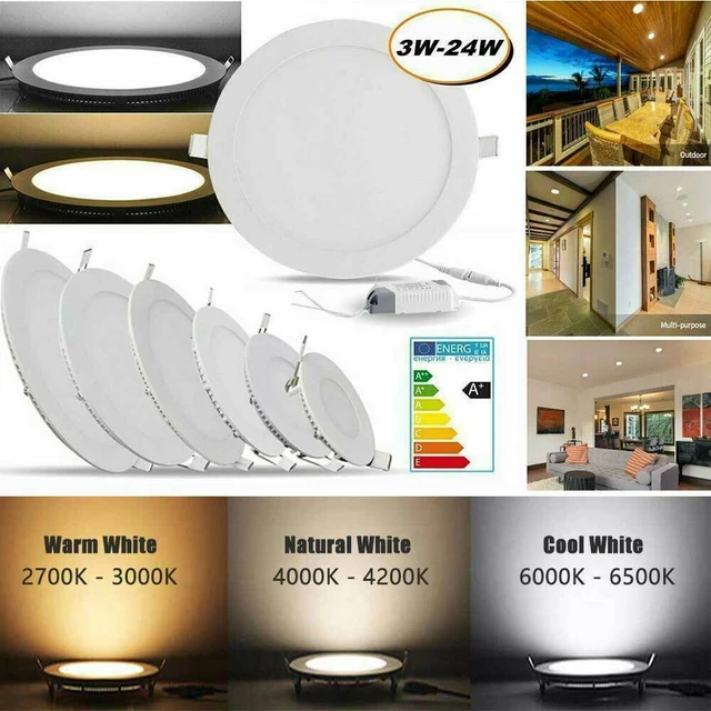 ROUND ULTRA SLIM Recessed LED Flat Panel Ceiling Spot Light Downlights ...