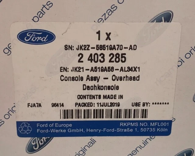 GENUINE FORD TRANSIT/TOURNEO Custom TTF Overhead Light Console 2403285 ...