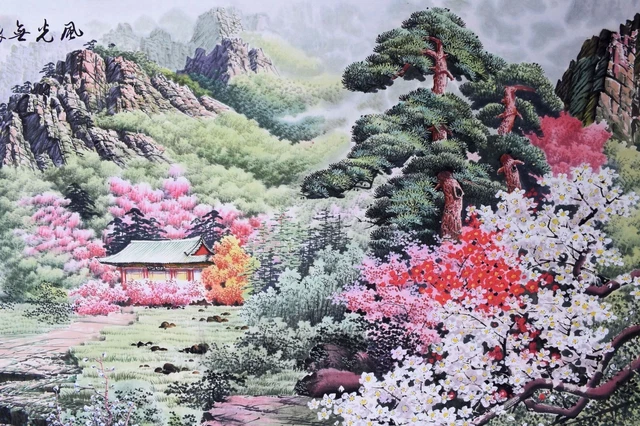 ORIGINAL ASIAN ART CHINESE FAMOUS SANSUI WATERCOLOR PAINTING-Landscape ...