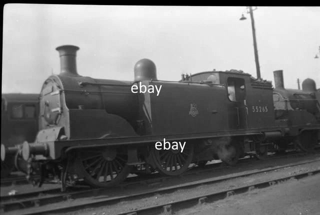 ORIGINAL LARGER NEGATIVE OF BR LMS STEAM LOCO 55265 POLMADIE SHED c1955 ...