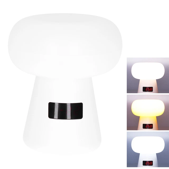 NIGHT LIGHT WHITE Rechargeable Remote Control Clock 3 Levels Timing 6 ...