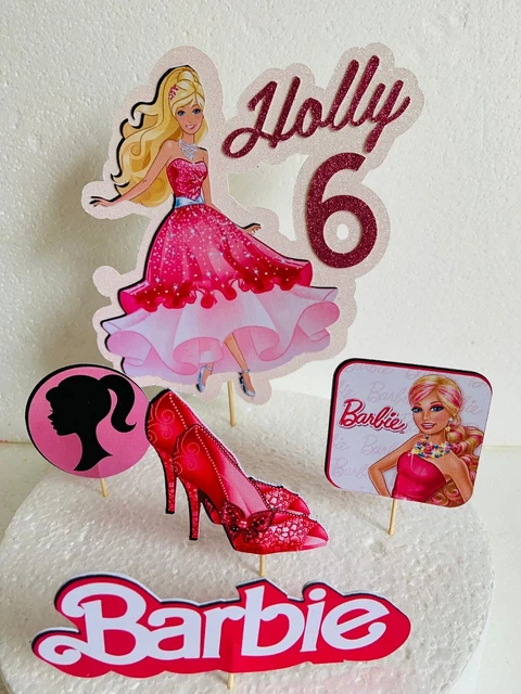 BARBIE BIRTHDAY CAKE topper on sticks personalised with name & Age ...