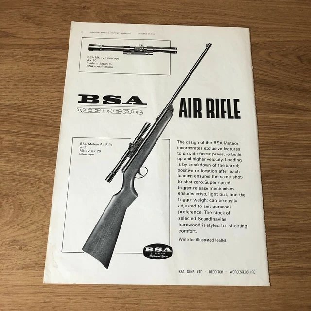 (STGUN51) ADVERT 11X8& The BSA Meteor Air Rifle. With Mk. IV 4 x 20 ...