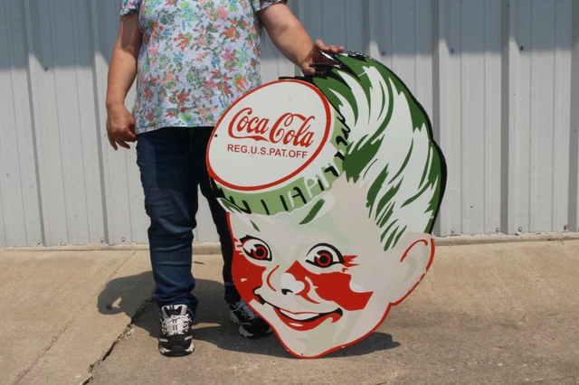 LARGE COCA COLA Sprite Boy Soda Pop Gas Oil 36" Porcelain Metal Sign EUR 249,85 - PicClick FR