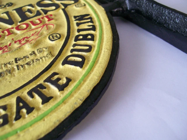 LARGE DOUBLE SIDED Wall Mounted Cast Iron Guinness Sign Hand Painted ...