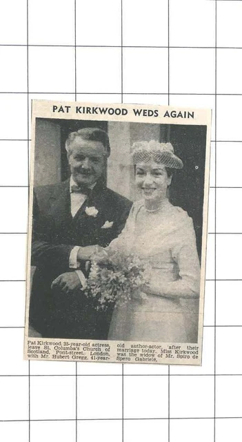 1956 ACTRESS PAT Kirkwood Weds Author Actor Hubert Gregg EUR 7,13 ...